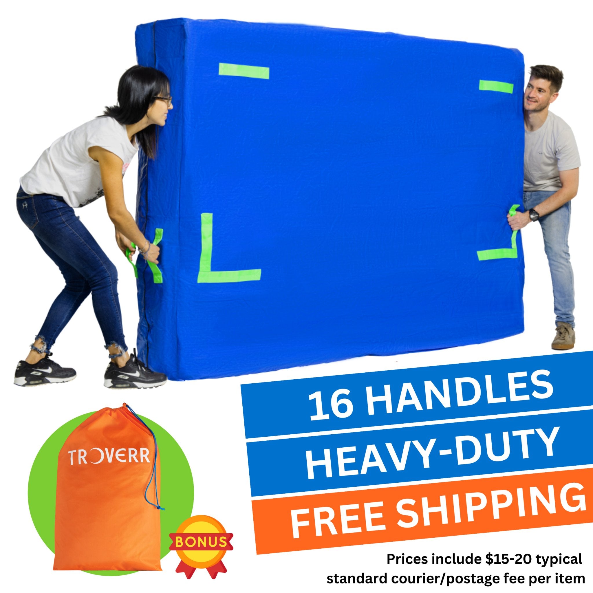 Mattress Bag - The Most Heavy-Duty, With 16 Handles