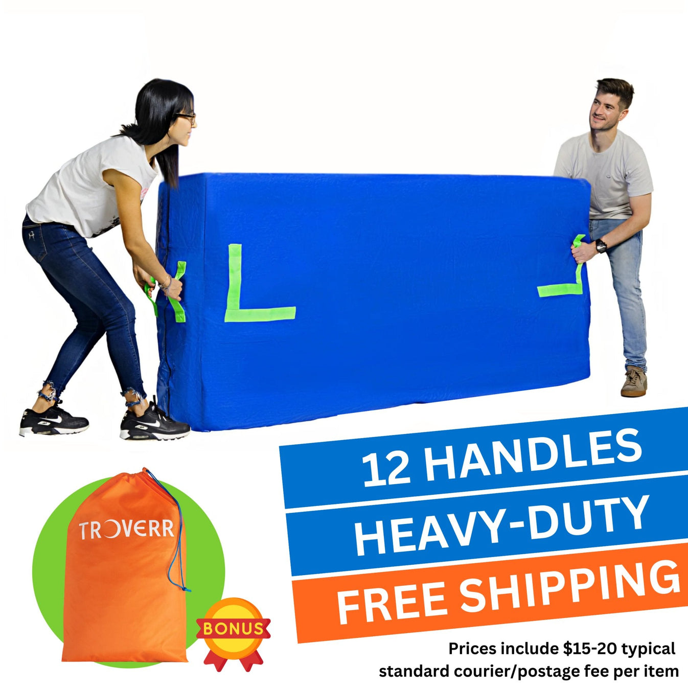 Mattress Bag - The Most Heavy-Duty, With 16 Handles